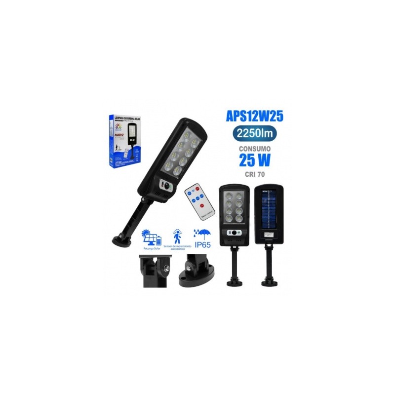 lampara tipo suburbana solar 25w aps-24